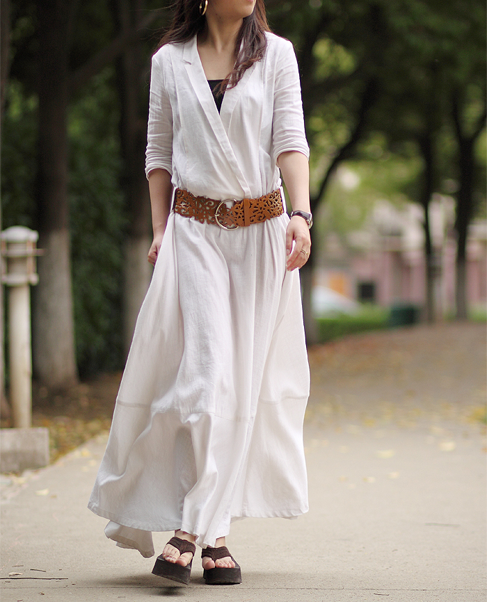 Tailored Beautiful White Big Swing Summer Long Maxi Dress on Luulla